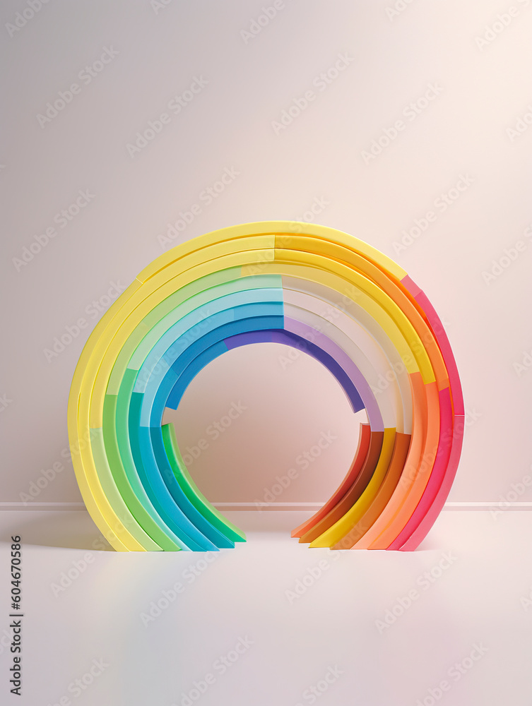3d scene with rainbow colors, creative background in pastel and vivid ...