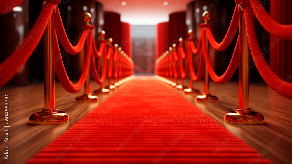 Red Carpet hallway with barriers and red ropes for Cinema and Fashion ...