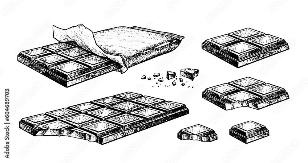Vector sketch illustrations collection of Chocolate. Vintage style ...