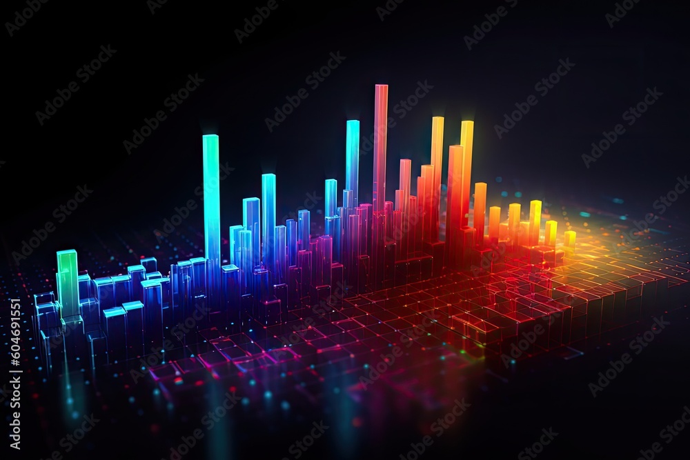 Perspective view of stock market growth, business investing and data ...