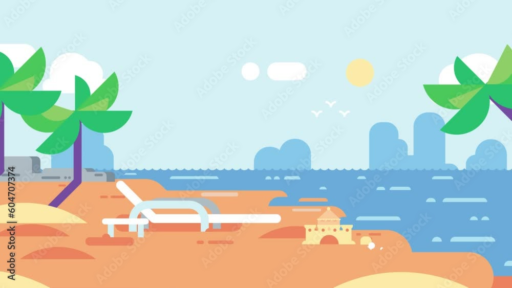 2D Animation explainer video premade in 4K with buildings, sky, clouds ...