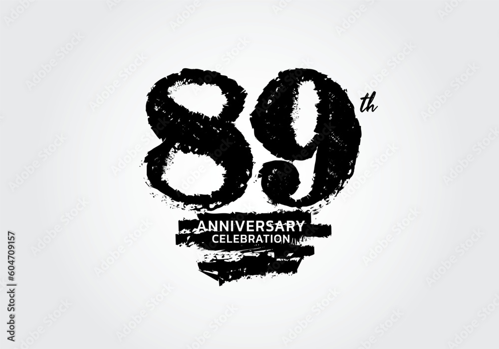 89 years anniversary celebration logotype black vector, 89th birthday ...