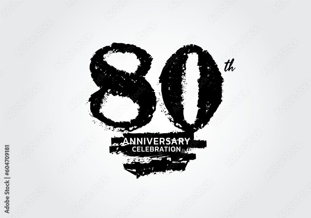 80 years anniversary celebration logotype black vector, 80th birthday ...