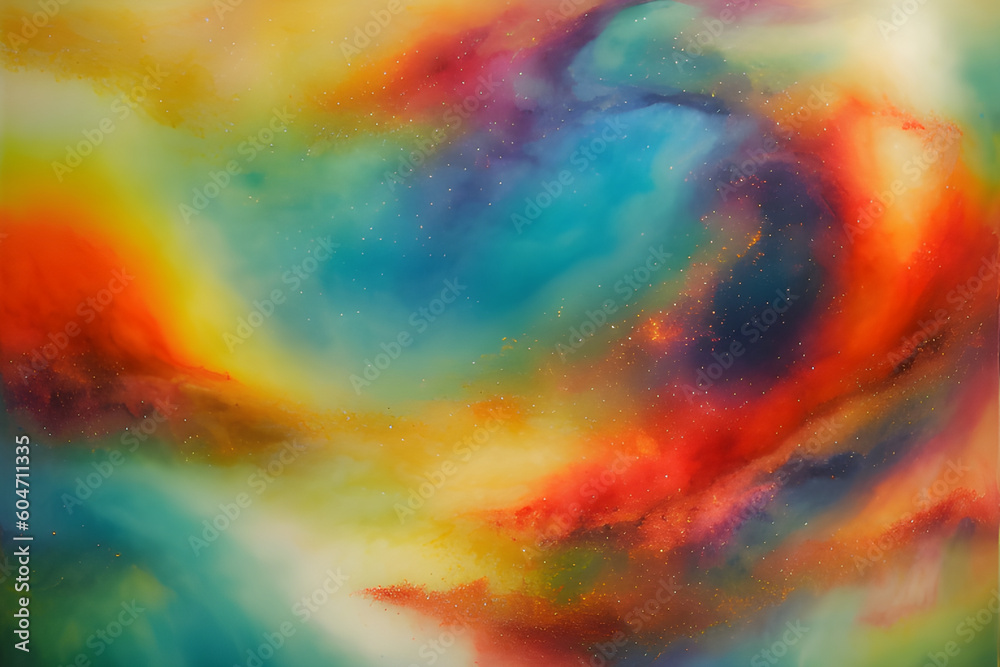"Harmonic Cosmos" is an abstract painting featuring an explosion of ...