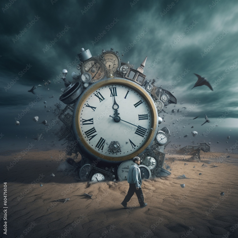 until the end of time , exploding clock concept, Created using ...