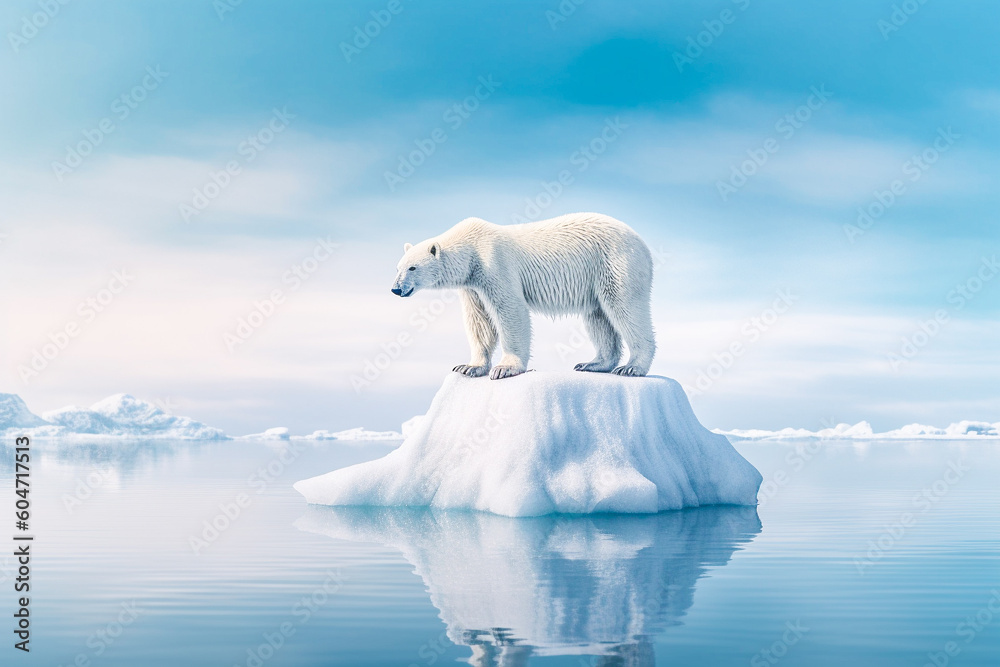 Ours polaire sur un bloc de glace détaché de la banquise, font des ...