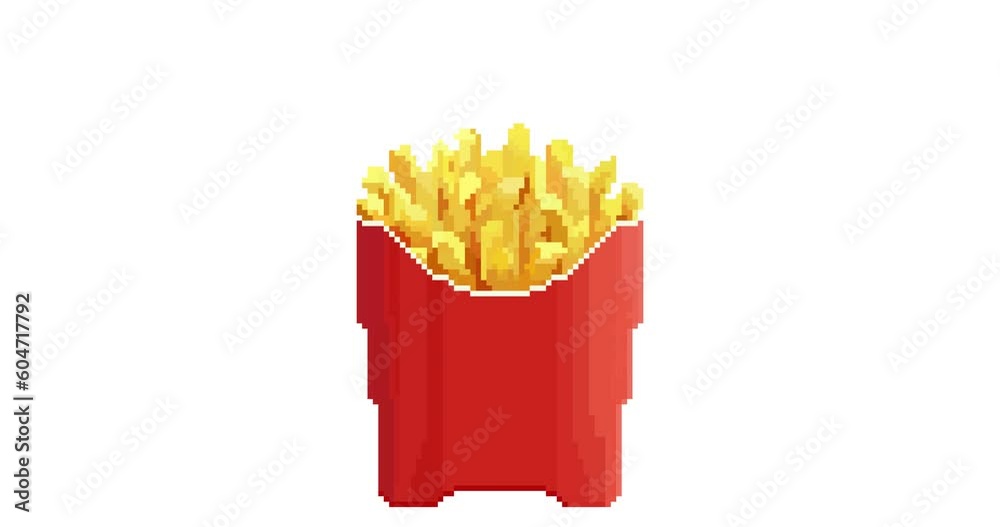 Pixel art french fries, Pixel loop animation, 8 bit video. Pixel food ...