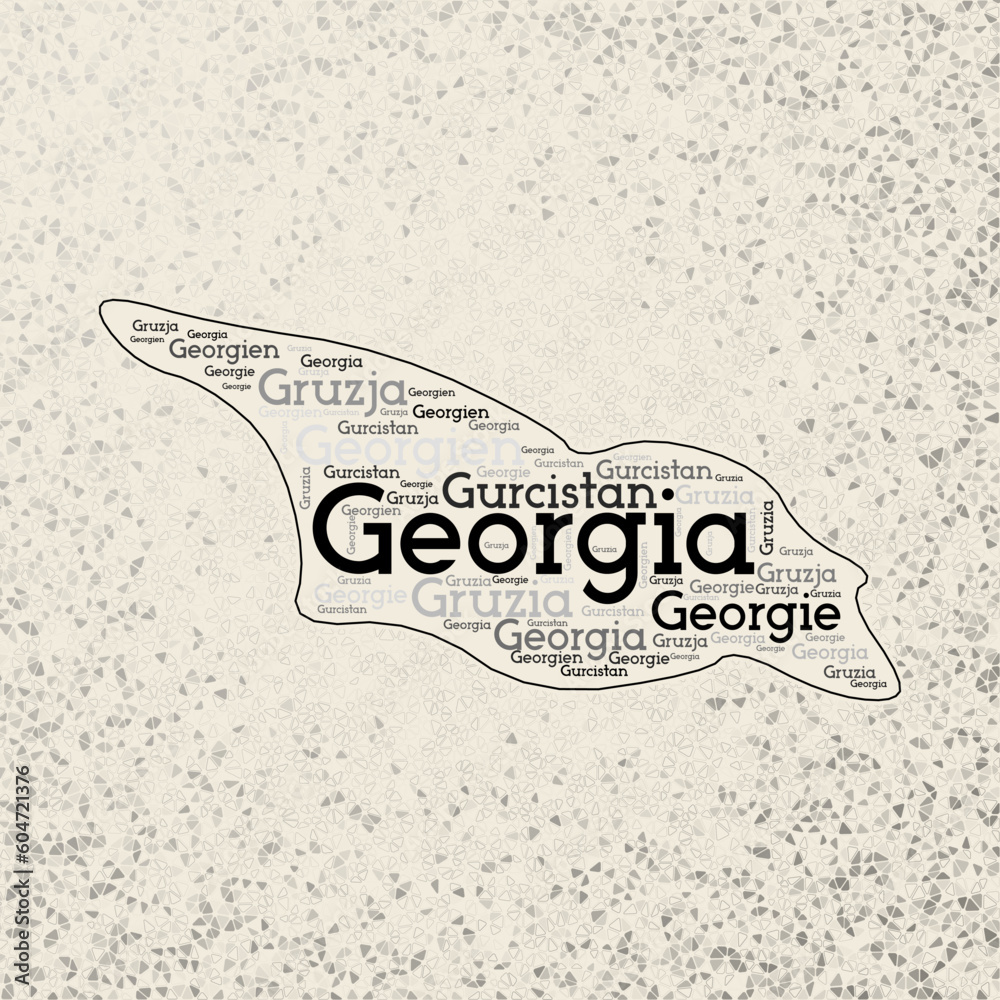 Georgia shape whith country names word cloud in multiple languages ...