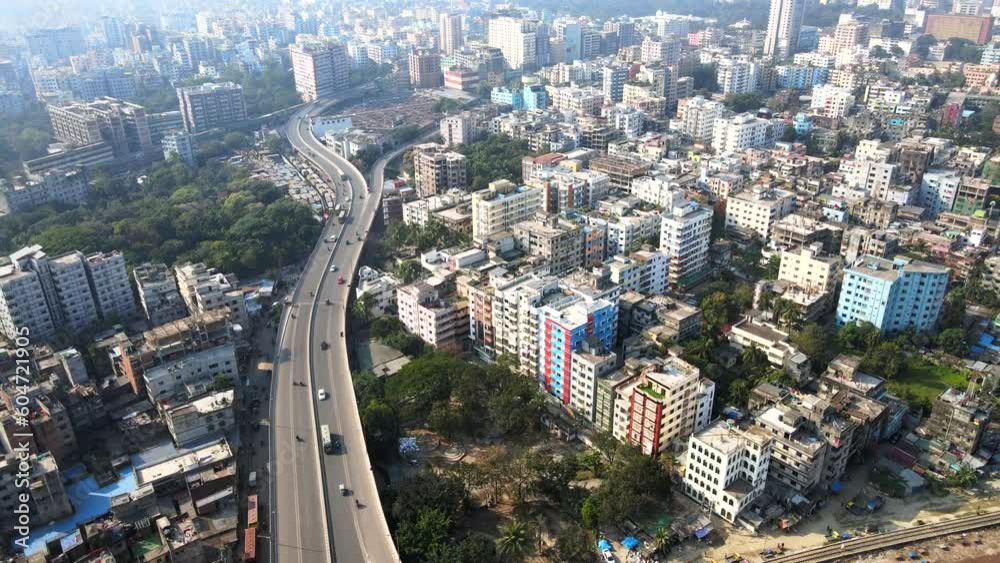 Dhaka City Skyline. Flyovers of Dhaka City. Mayor Mohammed Hanif Flyover Dhaka Bangladesh ...