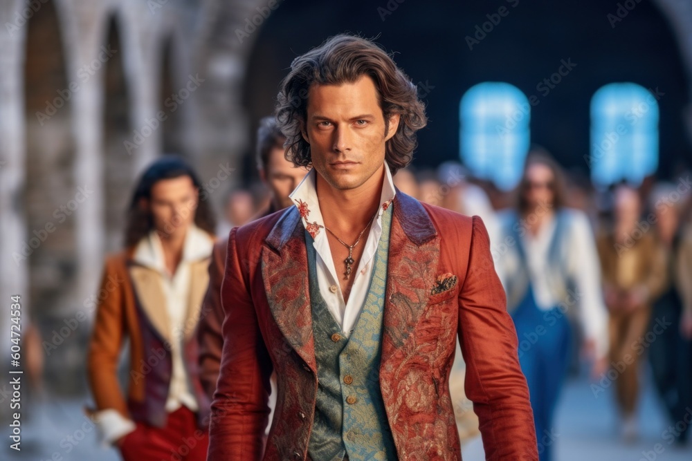 Male top model at fashion week show. AI generated, human enhanced Stock ...