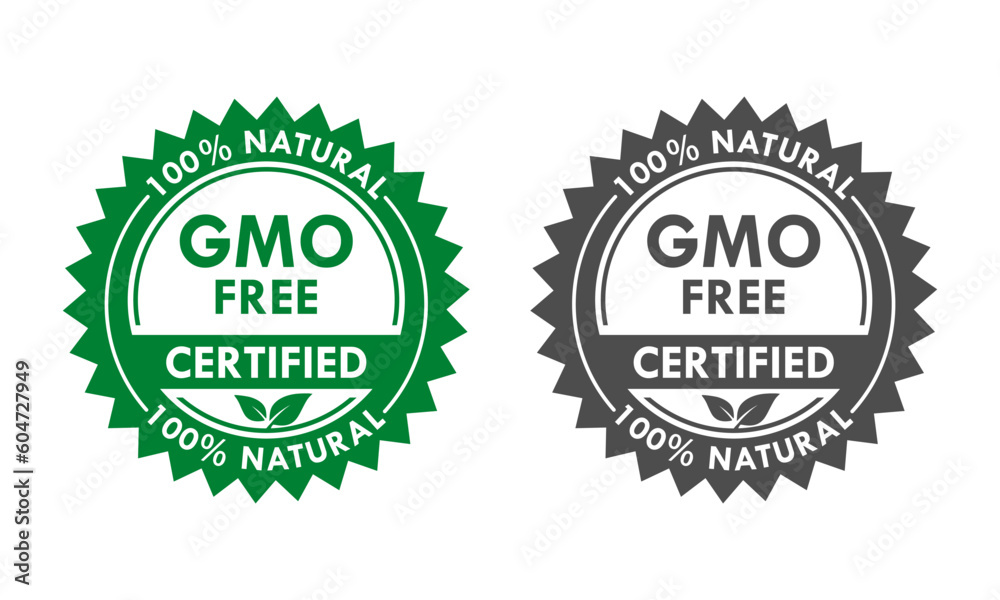 GMO free logo. Vector green non GMO logo sign for healthy food package design. Stock Vector ...