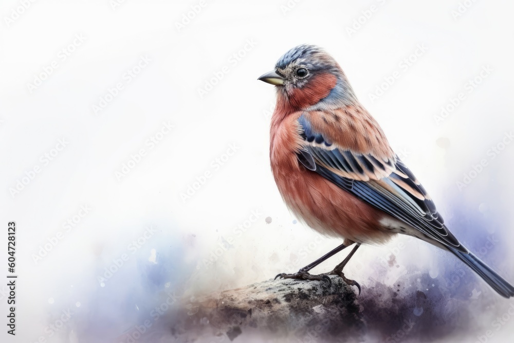 Watercolor linnet on a white background created with generative AI ...