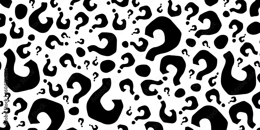 Black question marks on white background. Question mark pattern ...