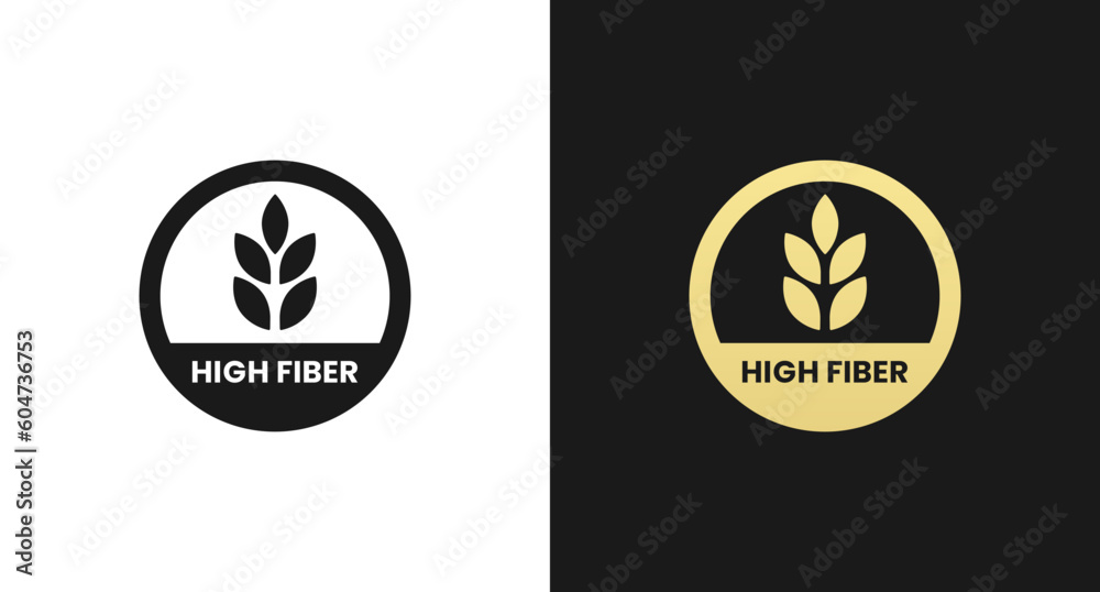 High fiber icon or High fiber label vector isolated in flat style. High ...