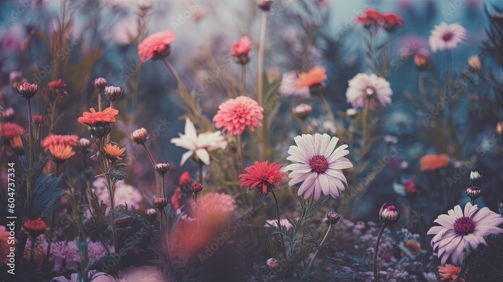 Image of tightly Realistic multi type of Flowers without leaf, pale ...