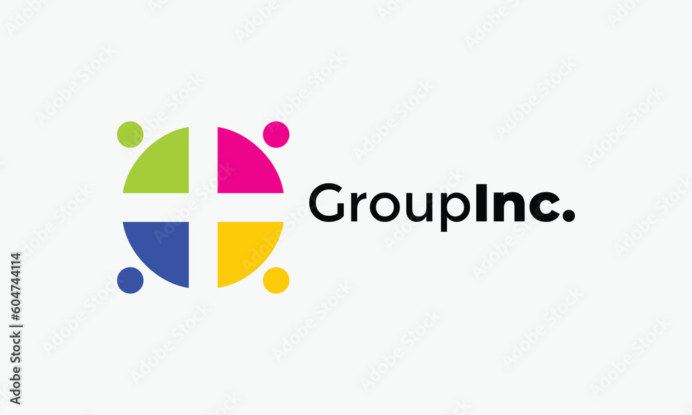 Logo vector people solid teamwork symbol group solution strategy heart ...