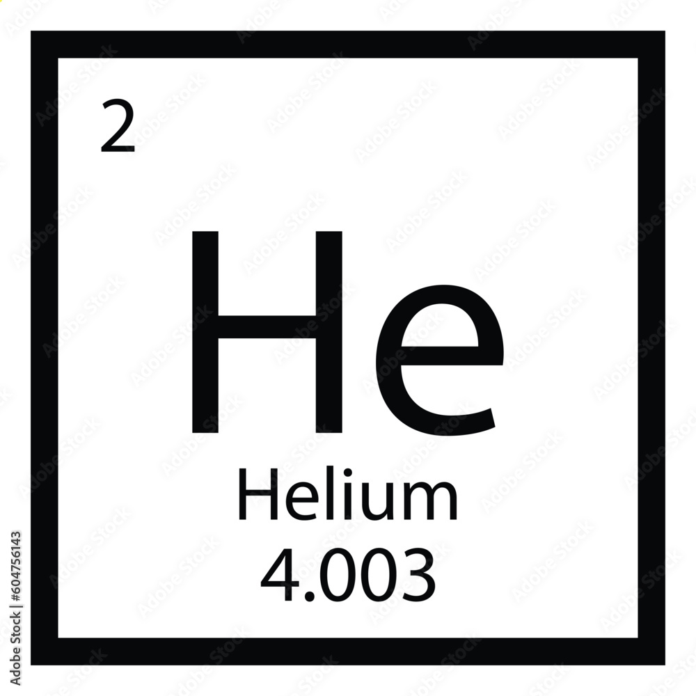 Helium periodic table element chemical symbol. Vector helium atom gas ...