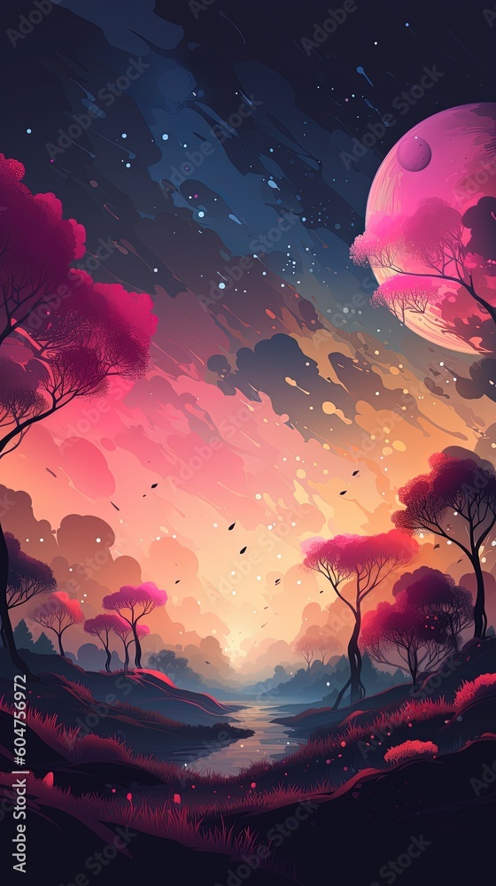 086. enchanted sky graphic poster design magical sky colors wallpaper ...