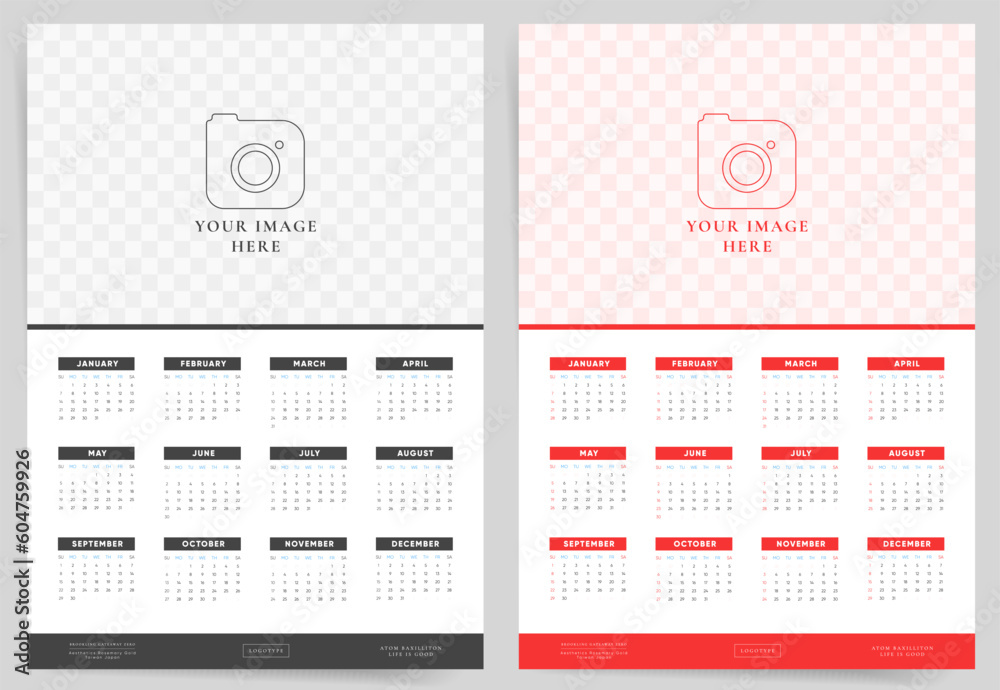 One Page Calendar 2024, Set of Calendars 2024 Sunday Start. Business ...