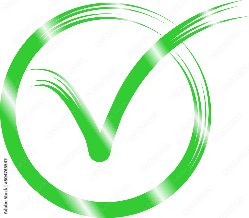 Gradient green check mark icon symbol logo in a circle. Tick symbol ...