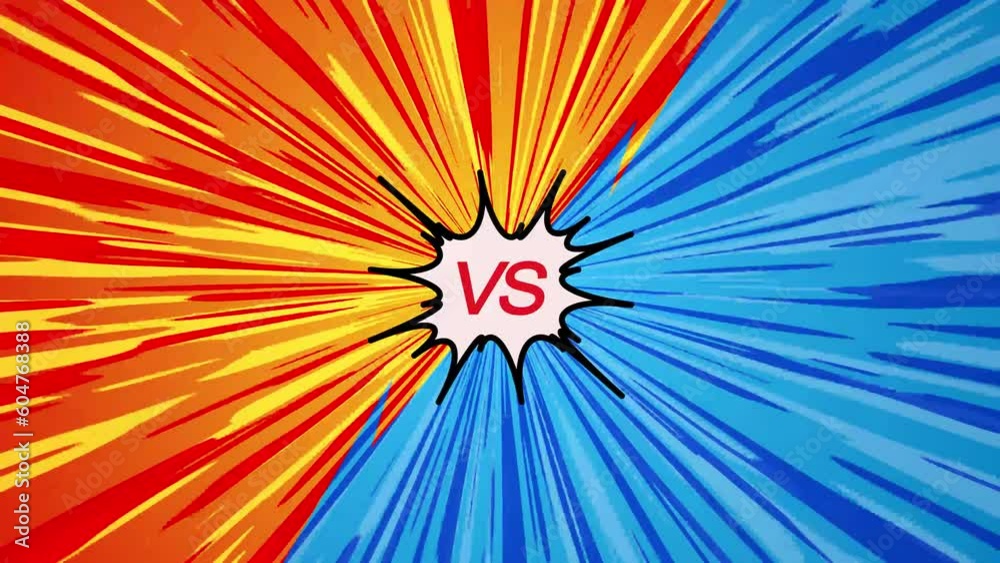 Versus screen challenge with two sides (orange VS blue) with center ...