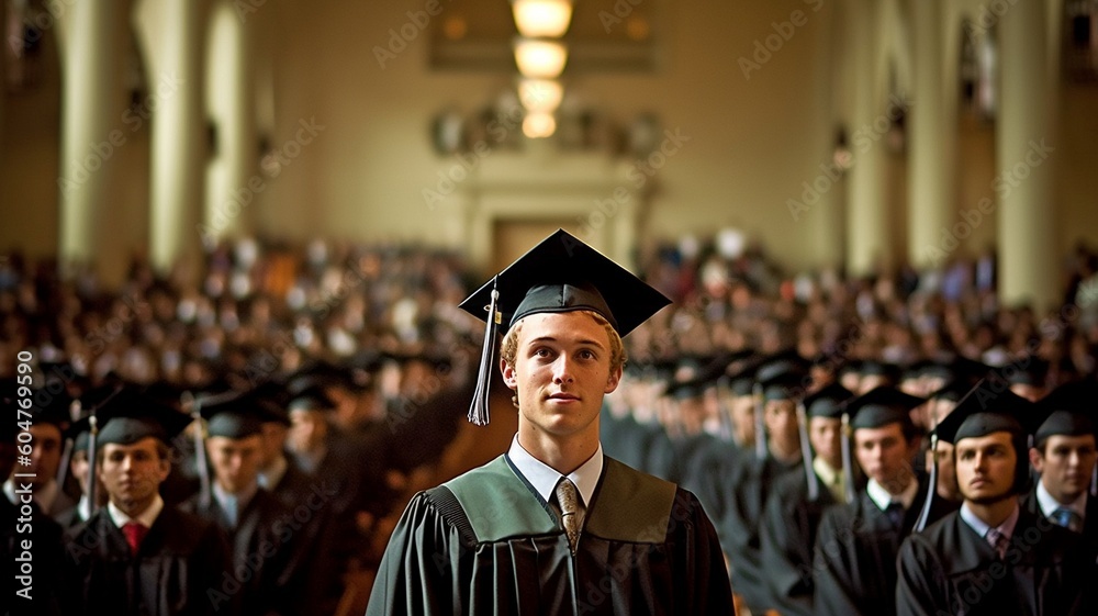 Students from different universities stand next to graduates. students ...