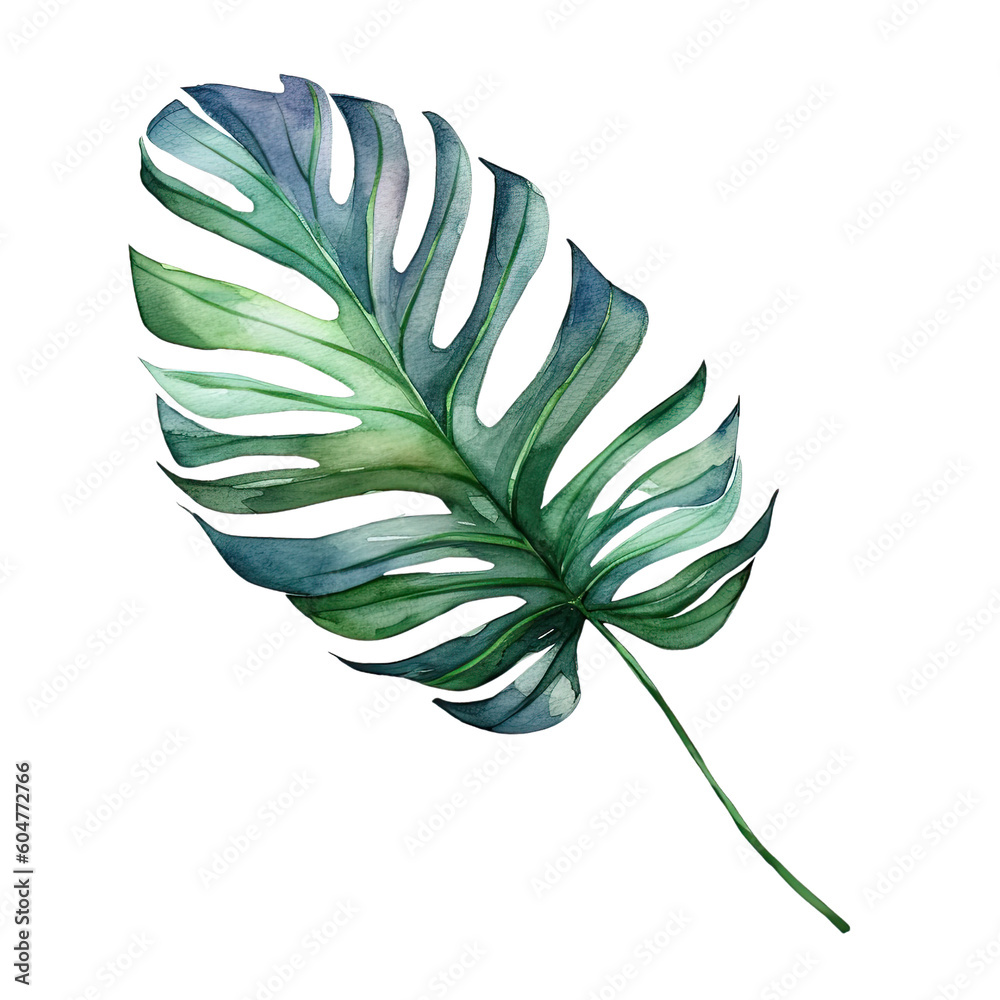 watercolor green leaf isolated on white transparent background, PNG ...
