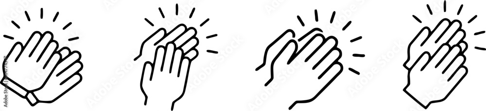 Clap standing ovation symbol. Applause audience icon. flat hands clapping icons. High five signs ...