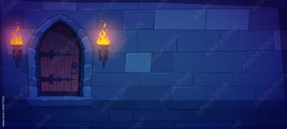 Castle dungeon brick wall cartoon background for game. Dark ancient ...