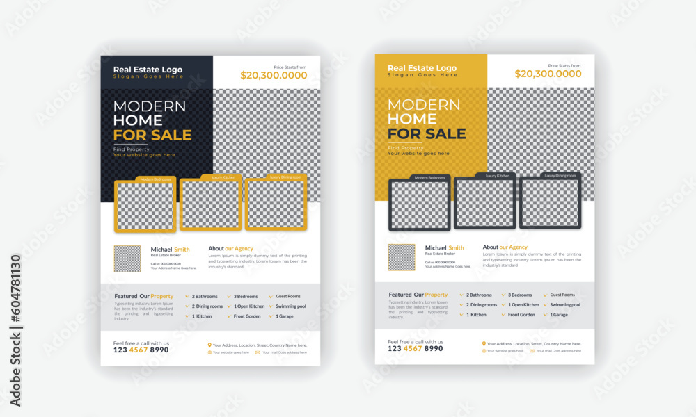 Geomantic shape Real estate flyer template design for housing or ...
