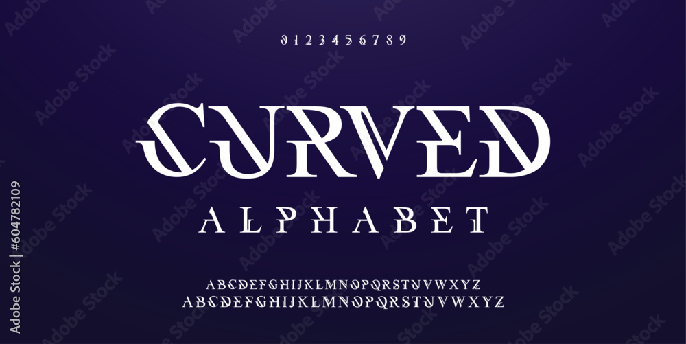 CURVED Lettering Fashion Designs. Modern elegant alphabet letters font ...