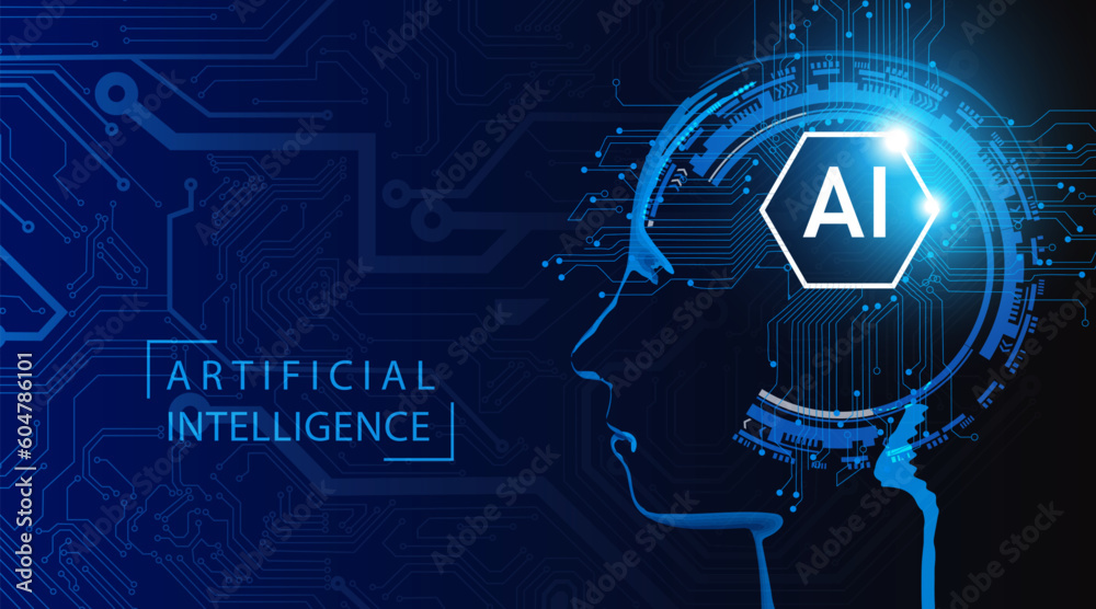 Ai Robot Of Binary Coding Processing Over Blue Background With Circuit Board And Circle Tech