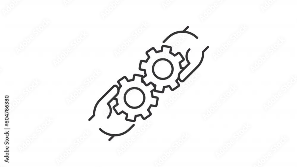 Team collaboration icon animation. Animated line hands connecting two ...