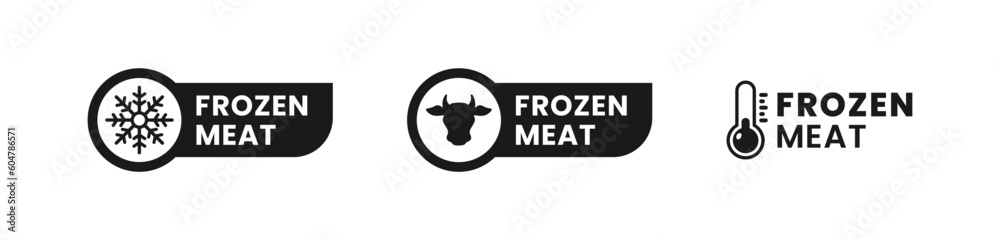 Frozen meat label or Frozen meat sign vector isolated in flat style ...