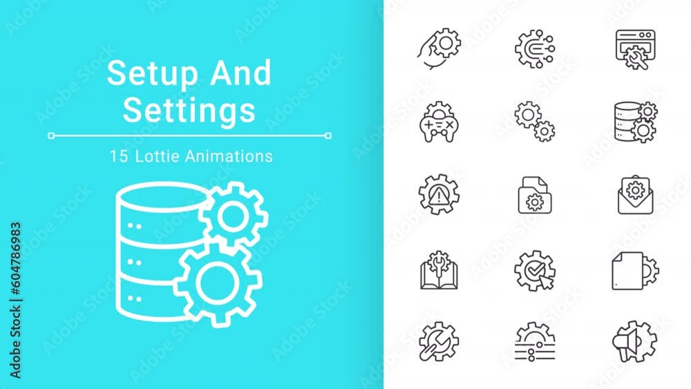 Animated setup and settings icons. Configuration tool line animation ...