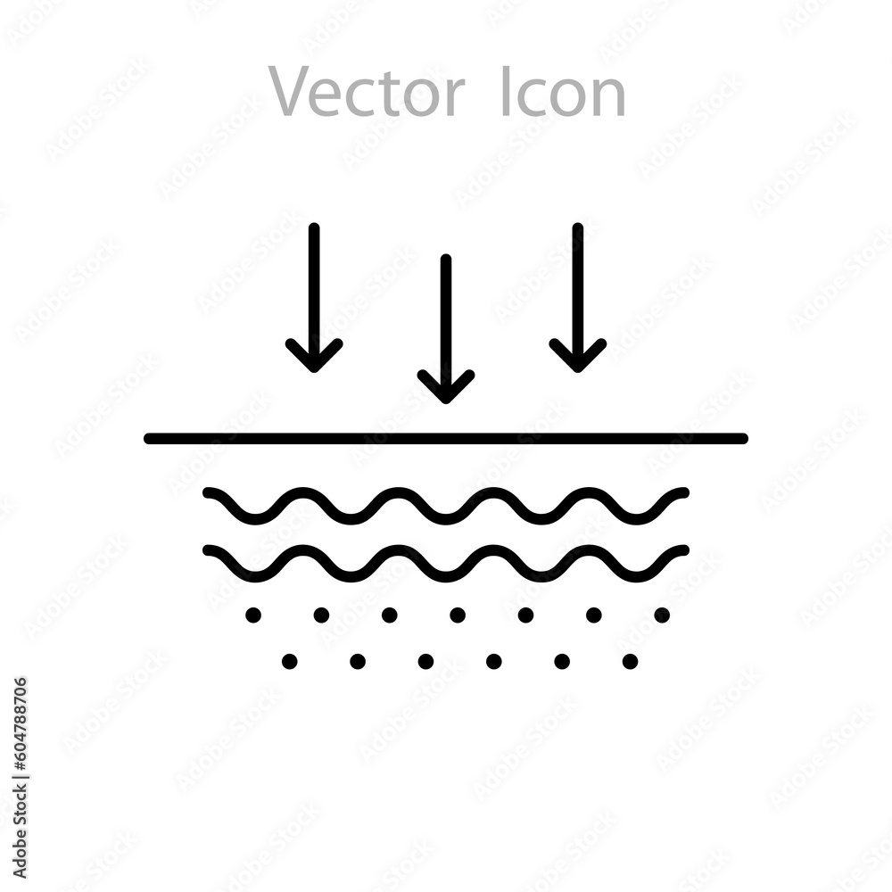 Vetor de Skin Absorption simple icon, Penetration of UV Ray to Skin ...