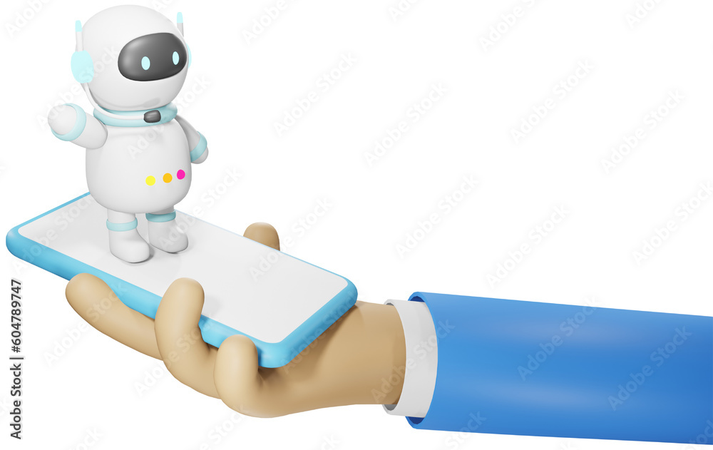 Businessman hand hold mobile with AI chat bot generate smart solution ...