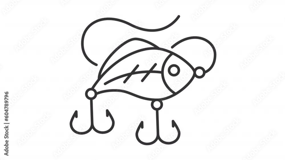 Animated wobbler line icon. Fishing lure animation. Fish bait. Fresh ...