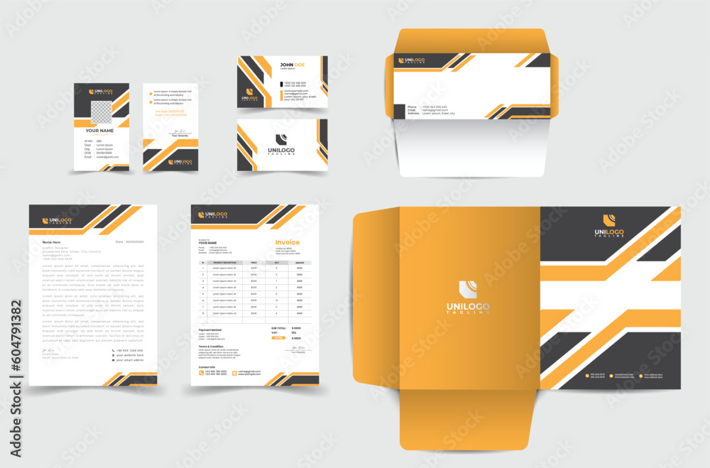 Corporate Brand Identity Mockup set with digital elements. Editable ...