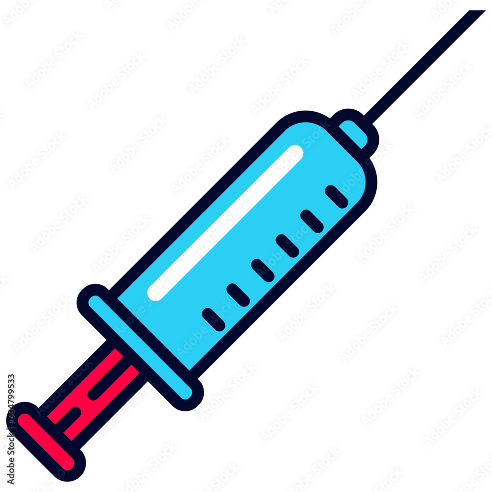 Syringe icon with colorful design isolated on white background. Simple ...