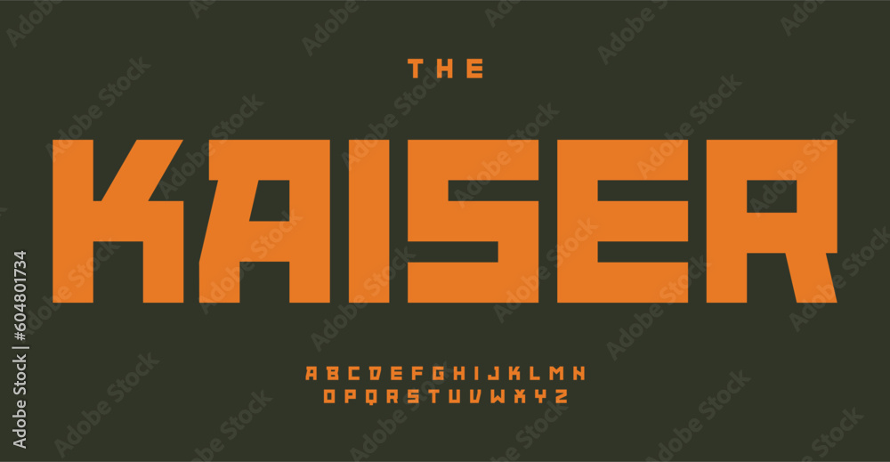 Square modular alphabet, rigid modular letters, revolution poster font ...