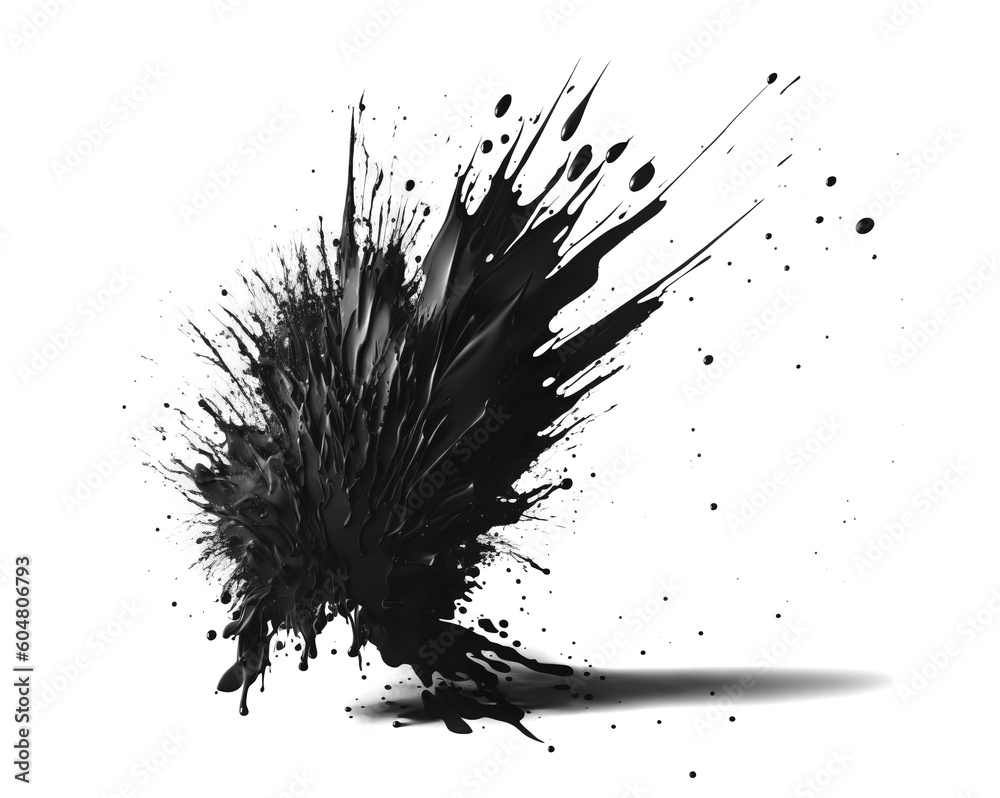 Black paint explosion on empty transparent background. Isolated ...