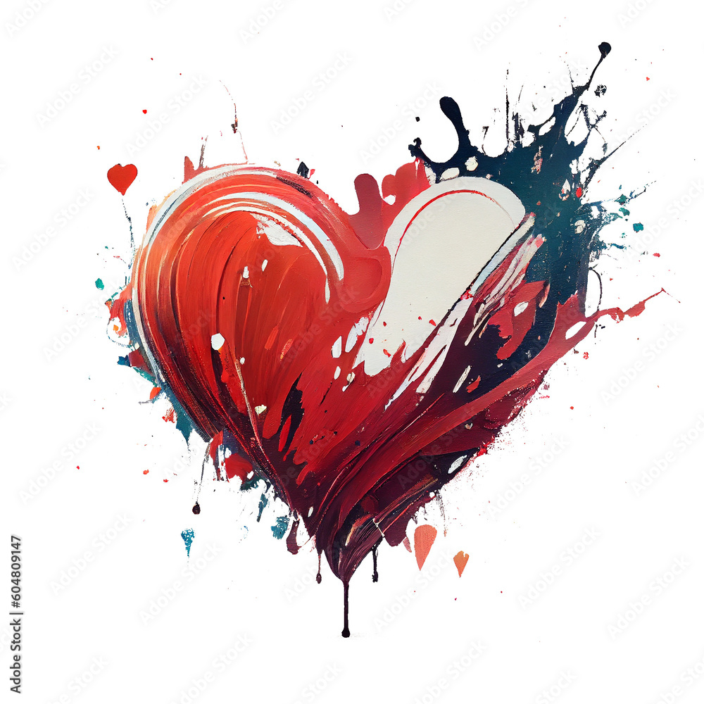 heart with splashes on a transparent background (PNG). Generative AI ...
