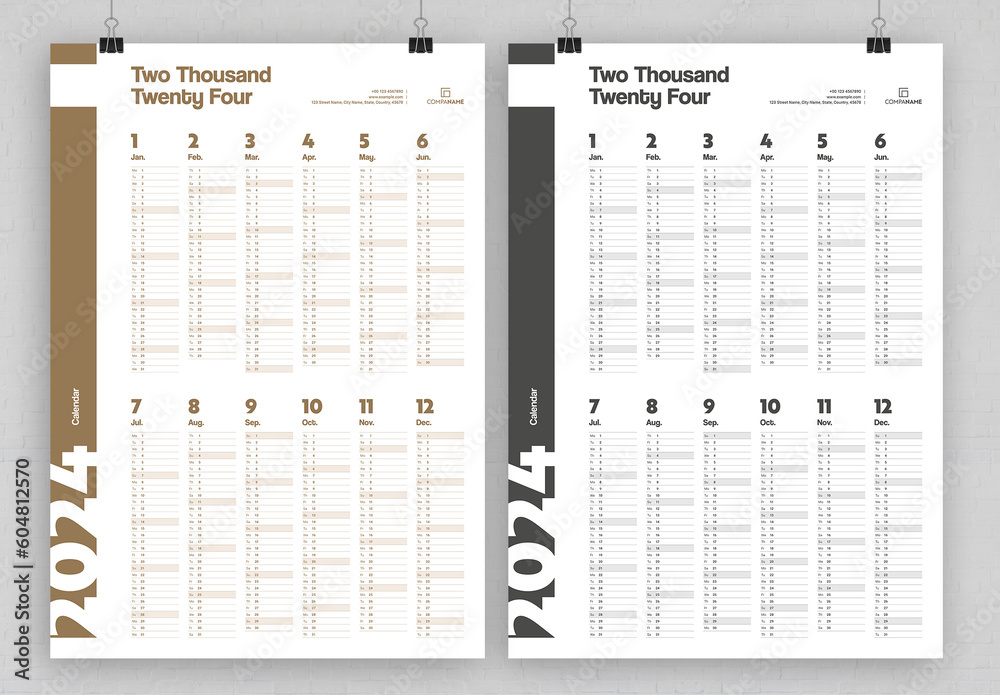 Calendar Planner 2024 Poster Layout Stock Template | Adobe Stock