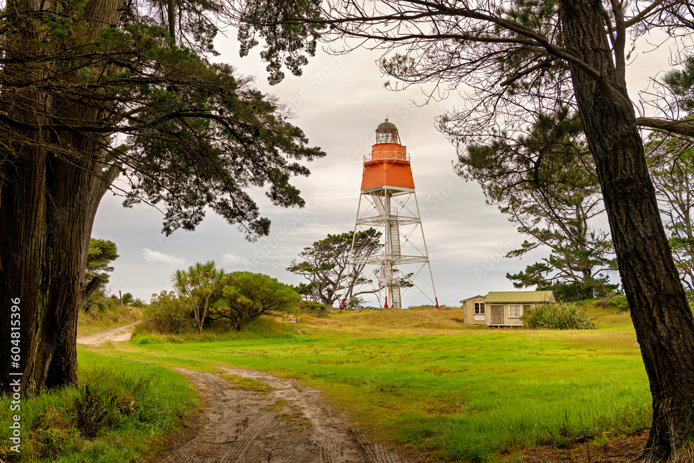 Farewell Spit lighthouse on the north of the South Island of New ...