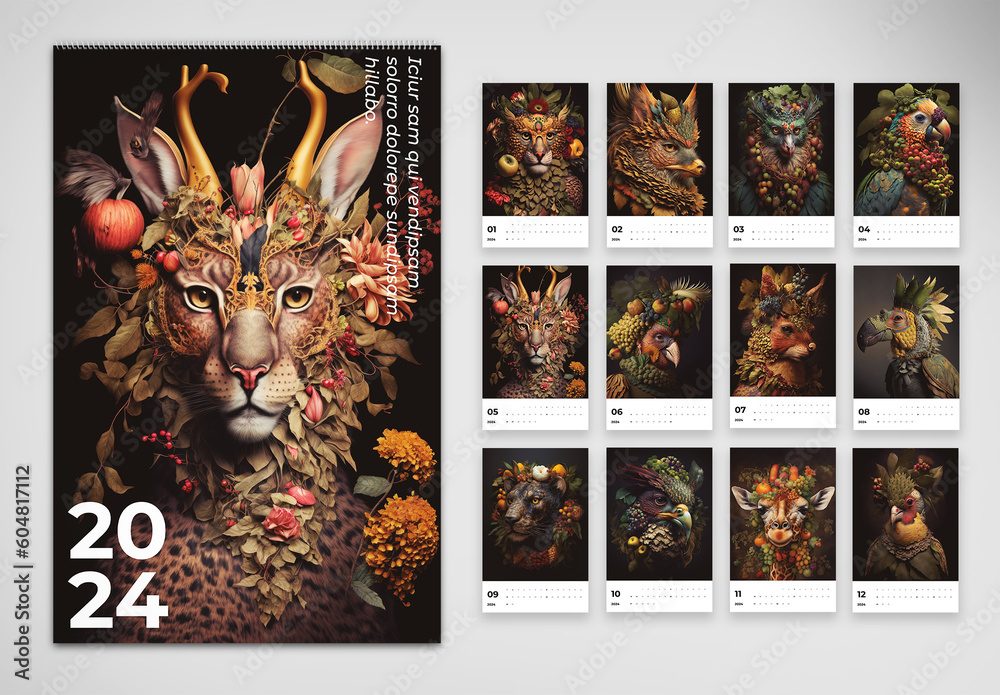 2024 Calendar with Illustrations of Fantastic Animals AI generated ...