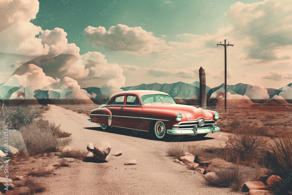 A digital collage combining vintage photographs with abstract shapes ...