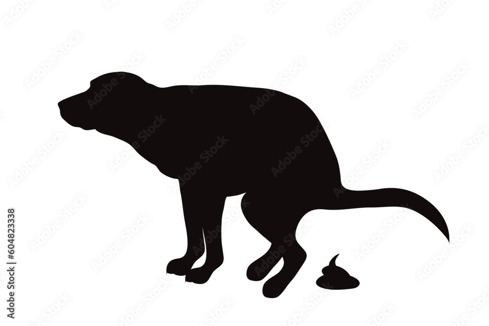 Poster Vector silhouette of pooping dog on white background. – Wall Art ...