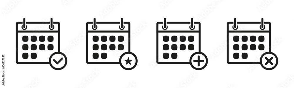 Set of calendar icons. A diverse collection of icons representing ...