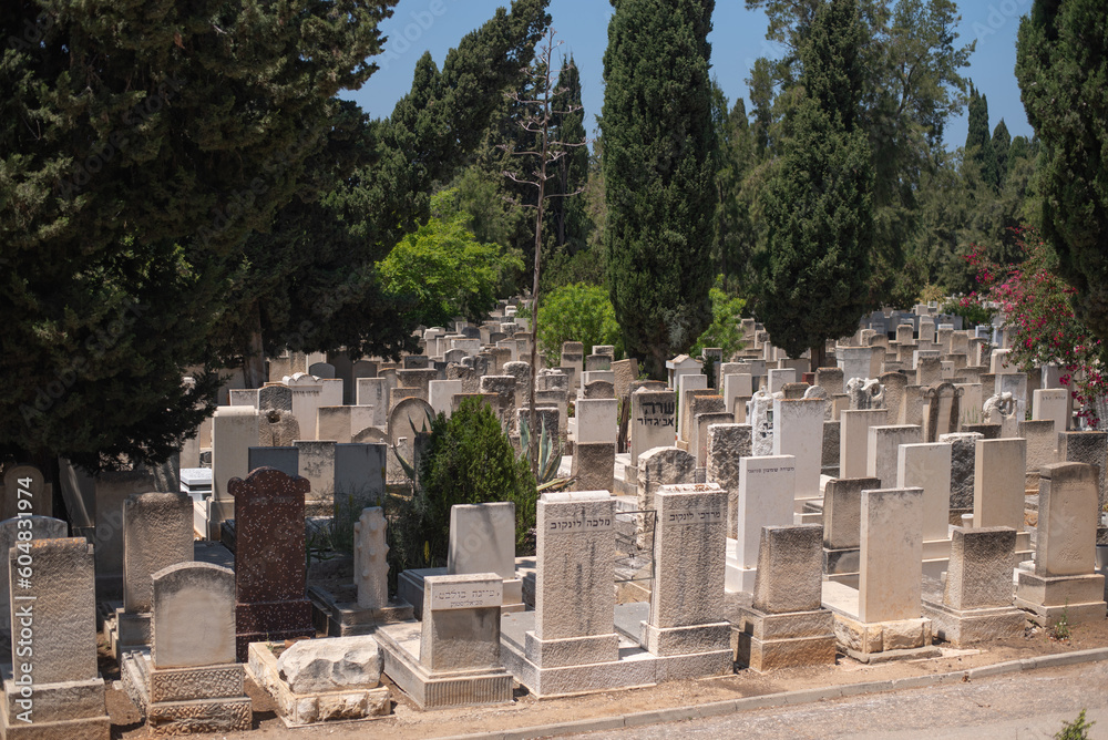 Gravestones and graves at jewish cemetery. Graves background. in Israel ...